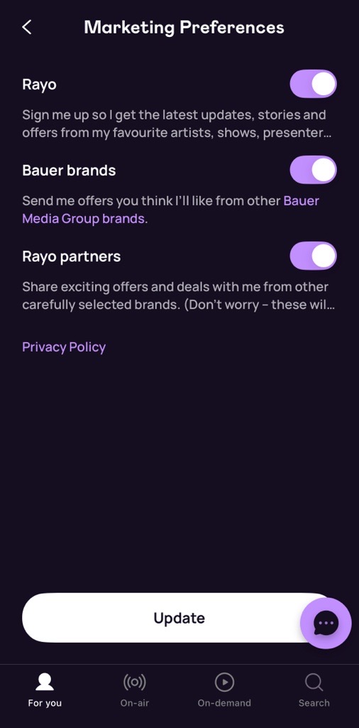 Rayo App Settings – Rayo